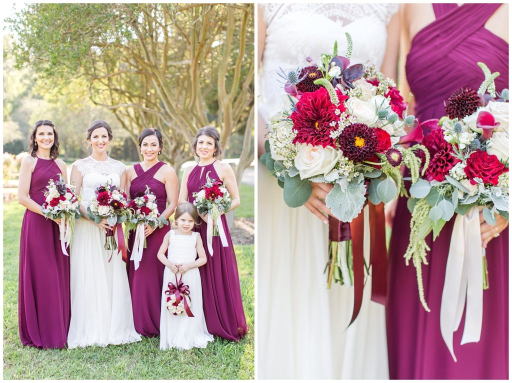 Lauren and Cameron | Burgundy LSU AgCenter Botanic Gardens Wedding ...