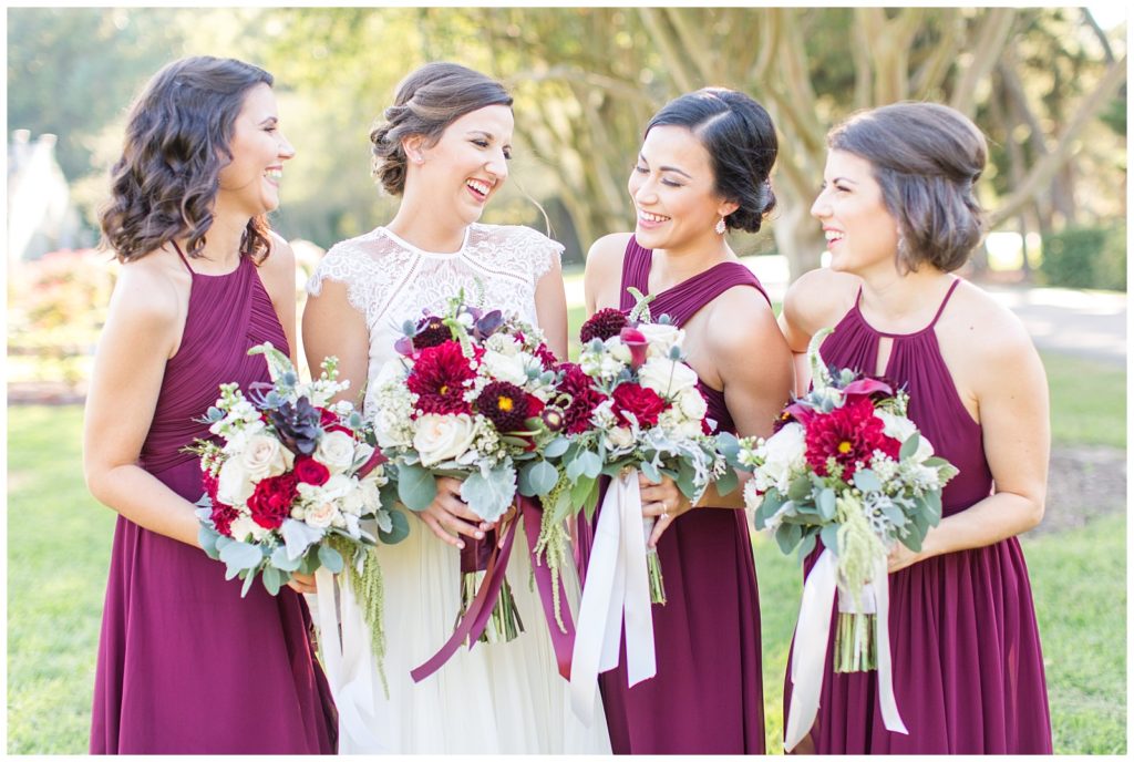Lauren and Cameron | Burgundy LSU AgCenter Botanic Gardens Wedding ...