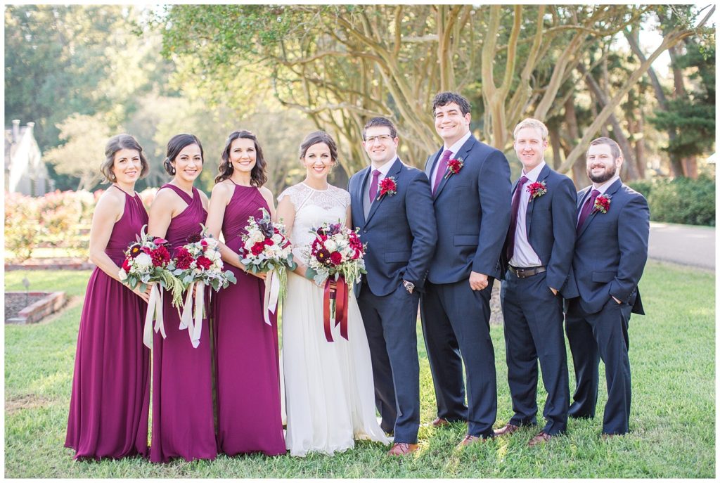 Lauren and Cameron | Burgundy LSU AgCenter Botanic Gardens Wedding ...