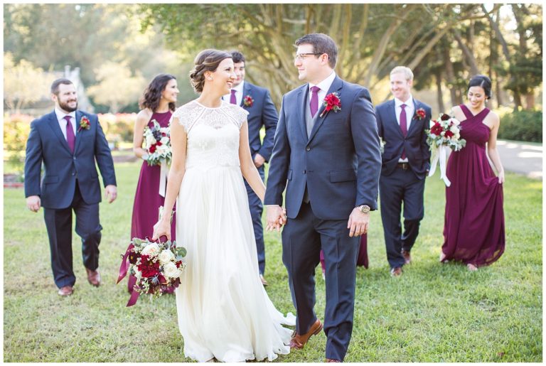Lauren and Cameron | Burgundy LSU AgCenter Botanic Gardens Wedding ...