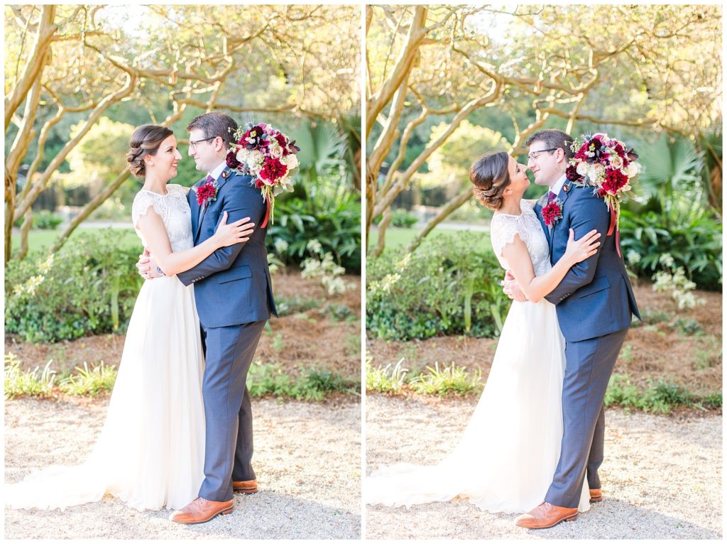 Lauren and Cameron | Burgundy LSU AgCenter Botanic Gardens Wedding ...