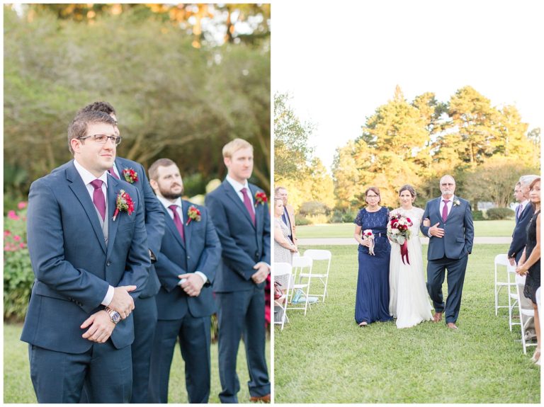 Lauren and Cameron | Burgundy LSU AgCenter Botanic Gardens Wedding ...