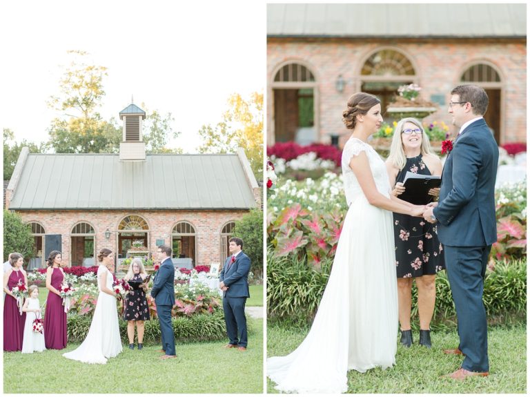 Lauren and Cameron | Burgundy LSU AgCenter Botanic Gardens Wedding ...